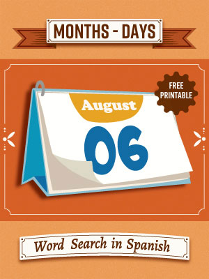 Spanish Months and Days Word Search - Calendar Vocabulary Spanish